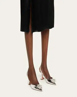 Amina Muaddi Begum Mirror Leather Slingback Pumps