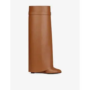 Givenchy Shark Lock Leather Heeled Boots - Mid Brown