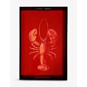 LES-OTTOMANS Lobster Wooden Tray 40cm X 25cm - One-color