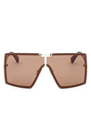 Max Mara 69mm Shield Sunglasses - Gold/ Blonde Havana / Br Rose