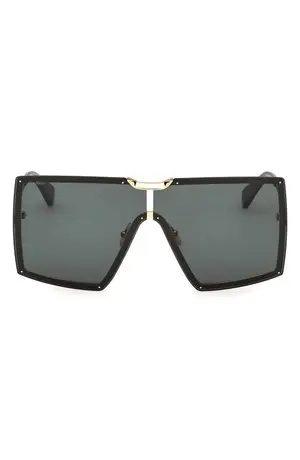 Max Mara 69mm Shield Sunglasses - Gold/ Strpd Emerald / Emerald