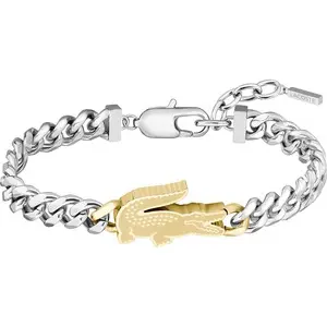 Lacoste Crocodile Pendant Curb Chain Bracelet - Silver Stainles Steel