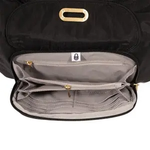 BAGGALLINI Coastal Flip Lock Half Moon Bag - Black W/ Gold Hardware