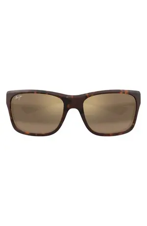 Maui Jim Rectangular Wrap Sunglasses - Matte Dark Havana/ Hcl Bronze