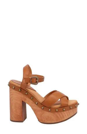 DINGO Lotus Ankle Strap Platform Sandal - Tan