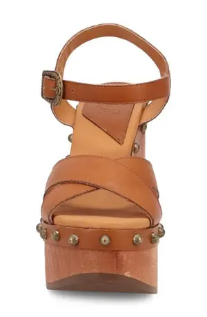 DINGO Lotus Ankle Strap Platform Sandal - Tan