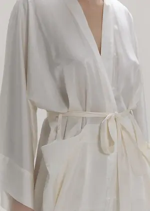 ALAS Silk Kimono Robe - Milk White