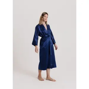 ALAS Silk Kimono Robe Royal Blue