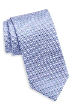 Canali Geometric Silk Neck Tie Light Purple