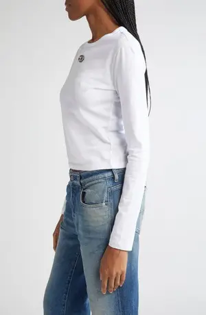 DIESEL® Metallic Oval D Cutout T-shirt - White