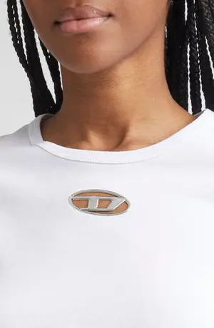 DIESEL® Metallic Oval D Cutout T-shirt - White
