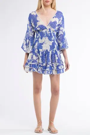 SUNDAY SAINT-TROPEZ Jenina Flower Mini Dress - Blue