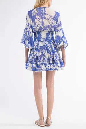 SUNDAY SAINT-TROPEZ Jenina Flower Mini Dress - Blue