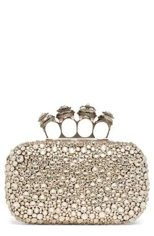 Alexander McQueen Spider Crystal Knuckle Box Clutch - Silver/ Silver