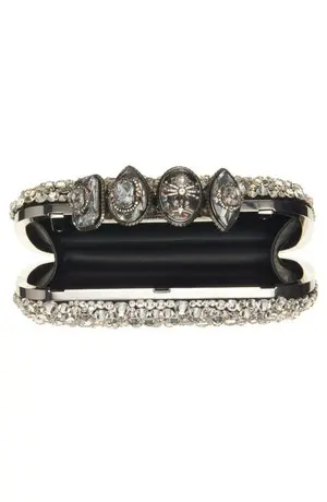 Alexander McQueen Spider Crystal Knuckle Box Clutch - Silver/ Silver