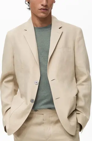 Mango Slim Fit Linen Blazer
