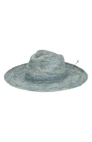 San Diego Hat Marina Crochet Raffia Straw Fedora - Blue