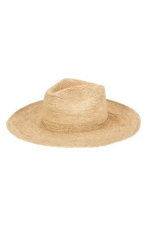 San Diego Hat Marina Crochet Raffia Straw Fedora Natural
