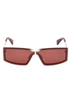 Max Mara 68mm Oversize Rectangle Sunglasses - Gold/ Bordeaux / Marsala Wine
