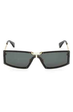 Max Mara 68mm Oversize Rectangle Sunglasses - Gold/ Strpd Emerald / Emerald
