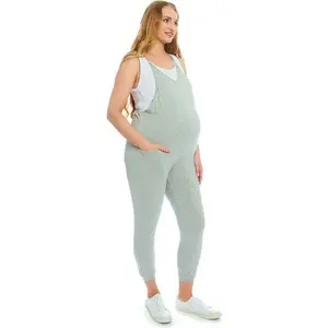 EVERLY GREY Maternity/nursing Knit Romper - Heather Grey Solid