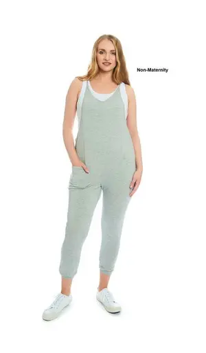 EVERLY GREY Maternity/nursing Knit Romper - Heather Grey Solid