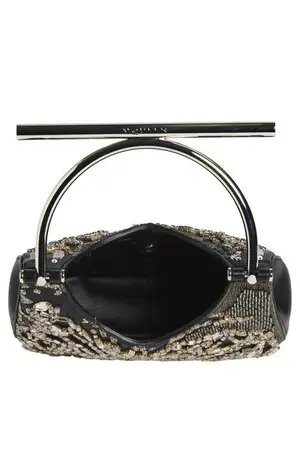 Alexander McQueen Mini T-bar Crystal & Bead Embellished Leather Evening Bag