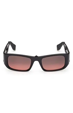 CHRISTIAN LOUBOUTIN 53mm Loubishark Rectangular Sunglasses - Black/ Red Gradient
