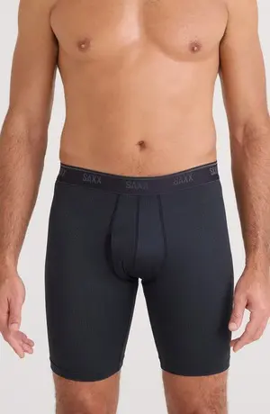 SAXX Quest Quick Dry Mesh Slim Fit Long Boxer Briefs - Black
