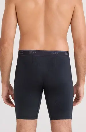 SAXX Quest Quick Dry Mesh Slim Fit Long Boxer Briefs - Black