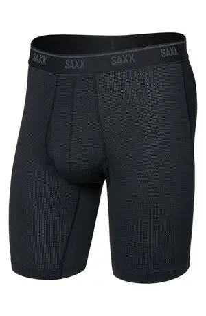 SAXX Quest Quick Dry Mesh Slim Fit Long Boxer Briefs - Black