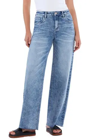 HINT OF BLU Harper Raw Hem Wide-leg Jeans - Harper Blue