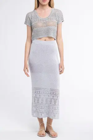 SUNDAY SAINT-TROPEZ Mateo Crochet Cover-up Crop Top - Silver