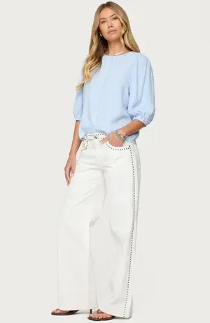 EDIKTED Quincy Studded Baggy Jeans - White