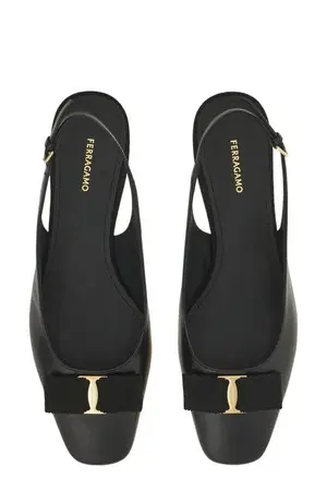 FERRAGAMO Rivada Bow Slingback Pumps - Nero