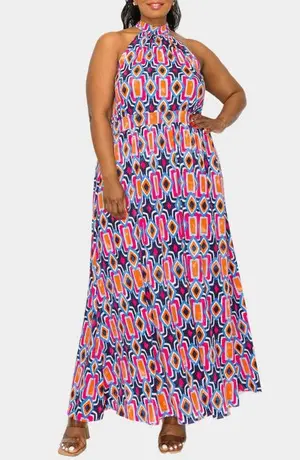 L I V D Halter Stretch Maxi Dress