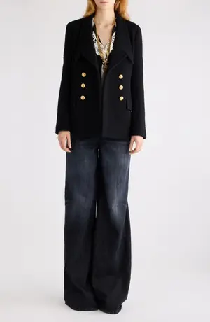 Chloé Wool Blend Bouclé Pea Coat