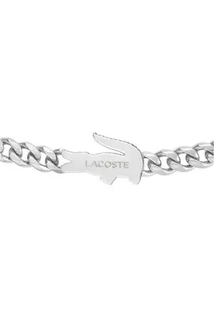 Lacoste Crocodile Pendant Curb Chain Bracelet - Silver