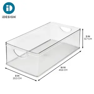 IDESIGN Plastic Kitchen Cabinet Storage Binsorganizer Bins With Handlesset Of 4
