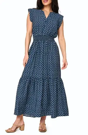 GIBSONLOOK Bohemian Smock Waist Maxi Dress