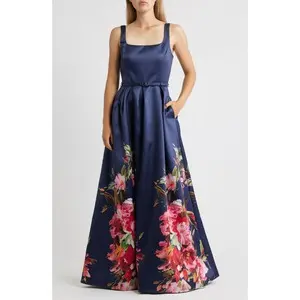 Julia Jordan Belted Mikado Ballgown