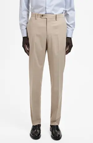 Mango Milan Slim Fit Suit Pants - Beige