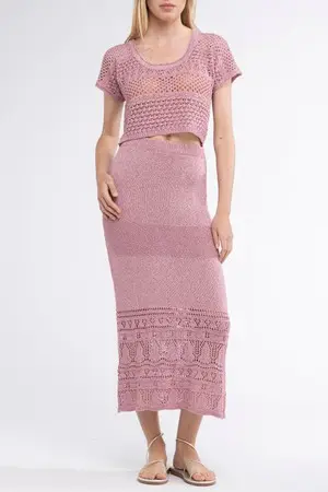 SUNDAY SAINT-TROPEZ Gioca Crochet Maxi Skirt - Pink