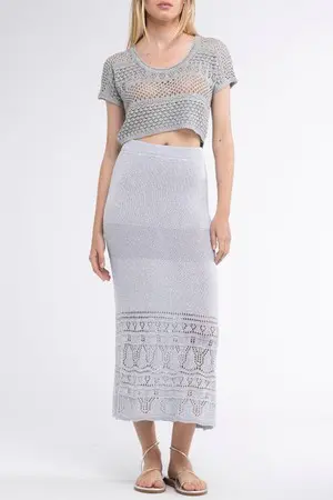 SUNDAY SAINT-TROPEZ Gioca Crochet Maxi Skirt - Silver