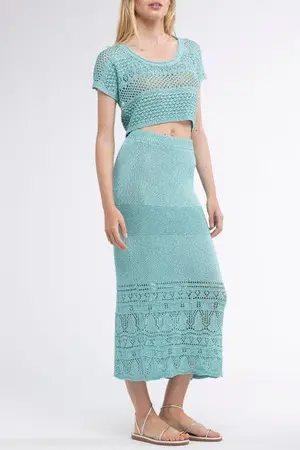 SUNDAY SAINT-TROPEZ Gioca Crochet Maxi Skirt - Turquoise