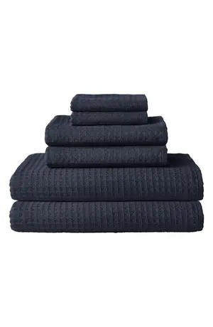 UCHINO Waffle Twist 6-piece Cotton Bath Towel Ebony
