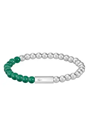 Lacoste Scottie Beaded Bracelet - Silver / Green