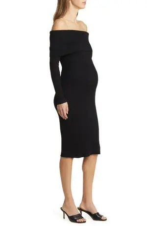 EMILIA GEORGE Carrie Off-shoulder Knit Dress