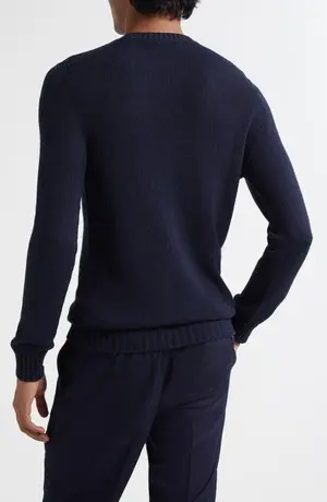 Thom Sweeney Bourette Silk Crewneck Sweater - Navy