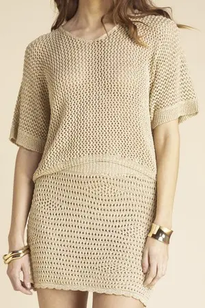 SUNDAY SAINT-TROPEZ Livia Crochet Mini Skirt - Gold